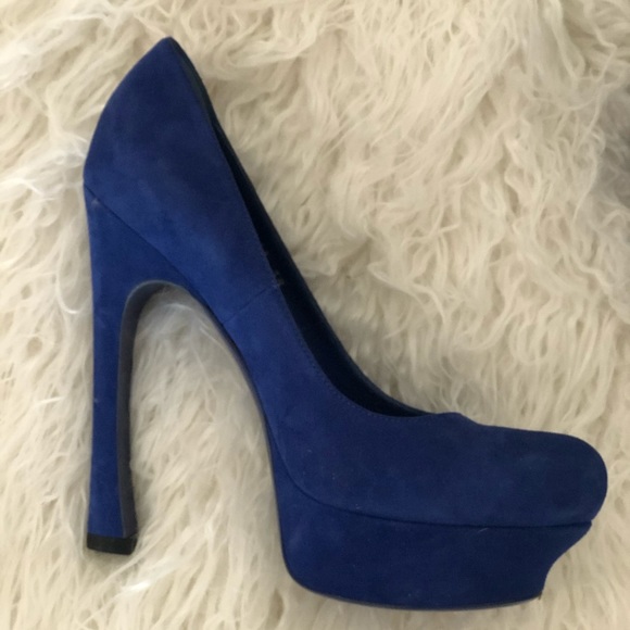 Yves Saint Laurent | Shoes | Ysl Cobalt Blue Suede Platform Pumps ...